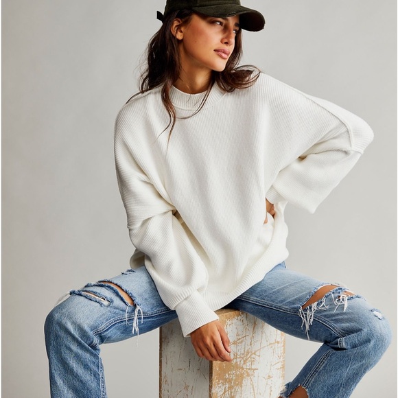 Sweaters | 979 Last 1 Rib Oversized Cream Crewneck Tunic Cozy Winter ...